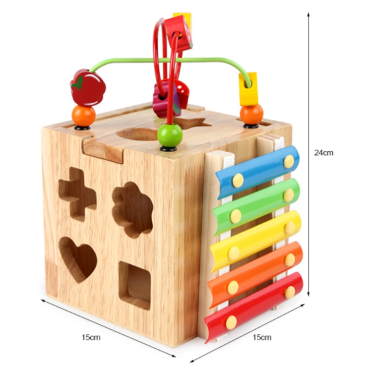 Wooden Material Activity Box Beaded Multi-Function Four-Sided Treasure ...